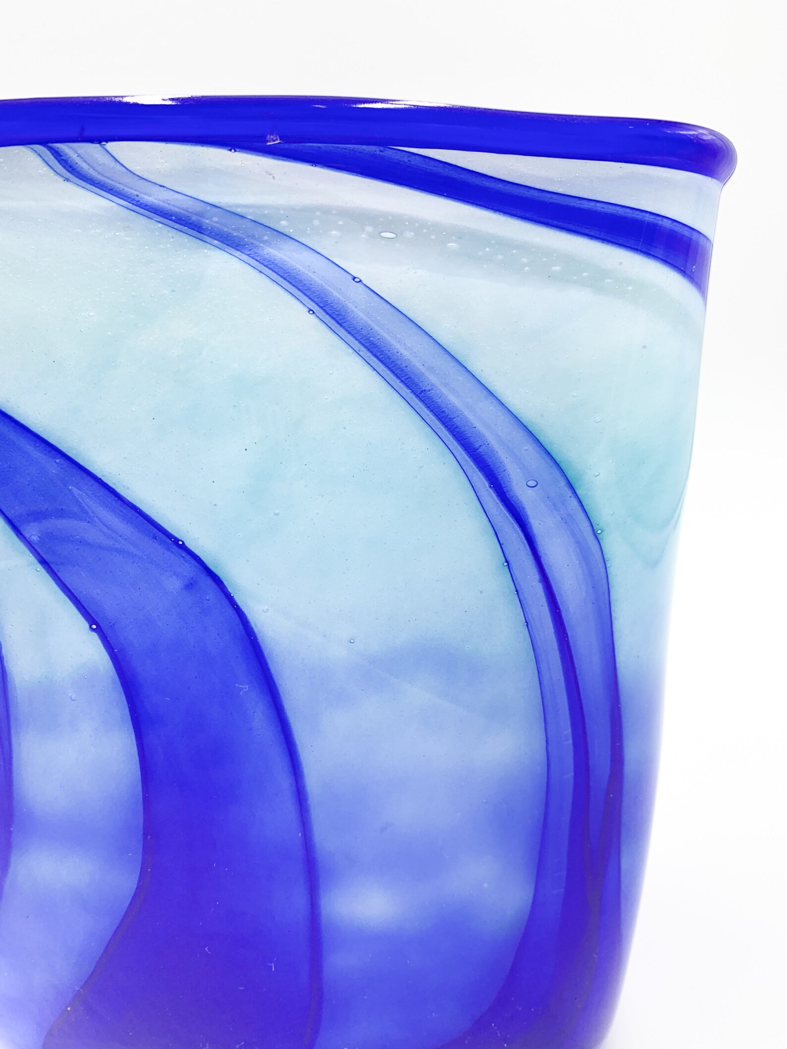 Glass Vase French Blue and Light Blue Verrerie D'art Au Village of 1995 ...