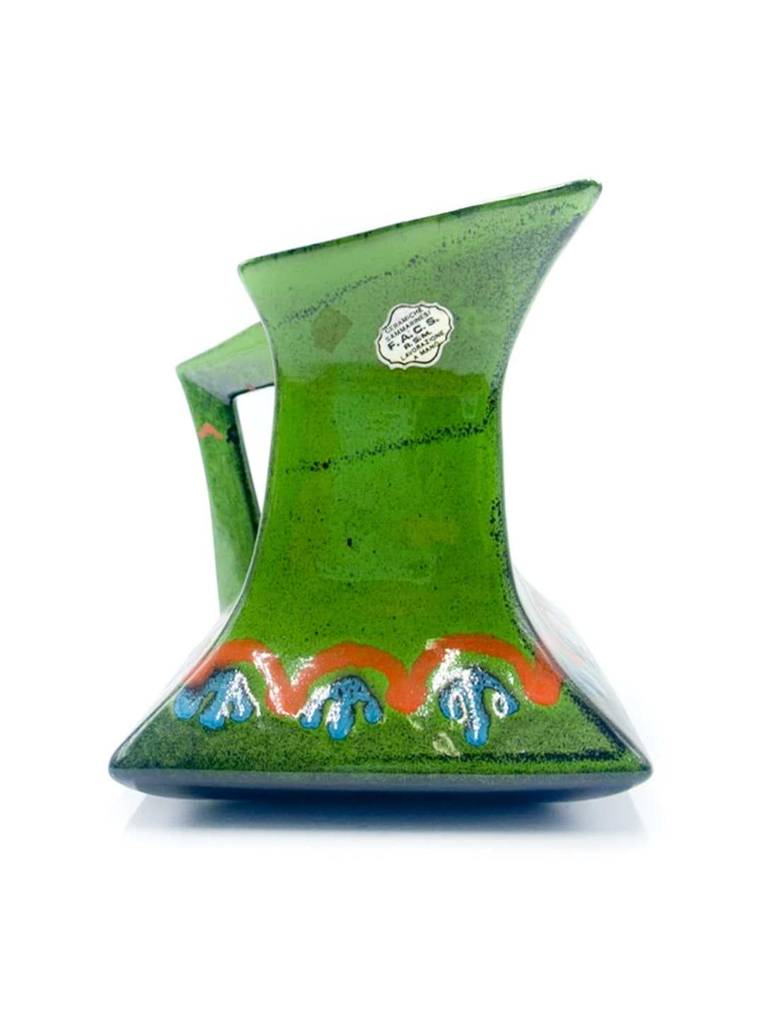 Pitcher of Sammarinese Ceramics F.A.C.S. Green With 60's Square Shape ...