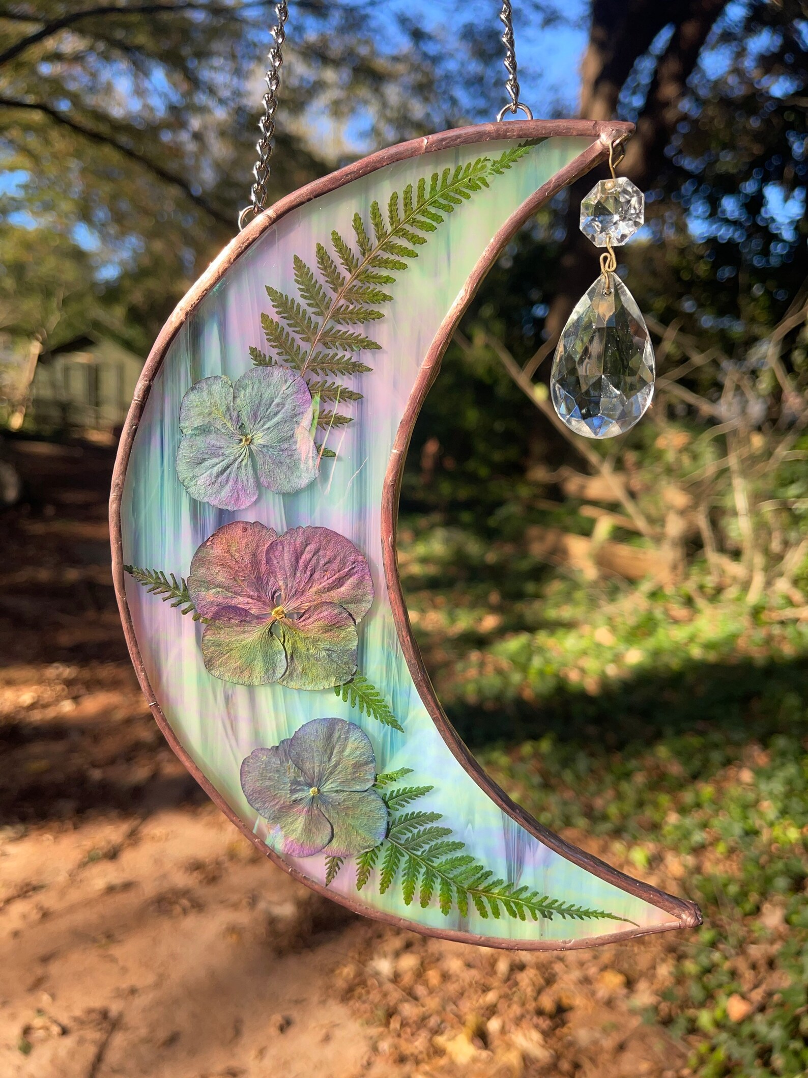Iridescent Moon With Pressed Flowers - Etsy