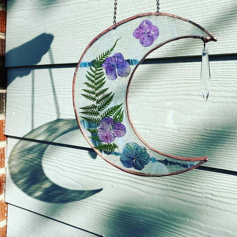 Iridescent Moon With Pressed Flowers - Etsy