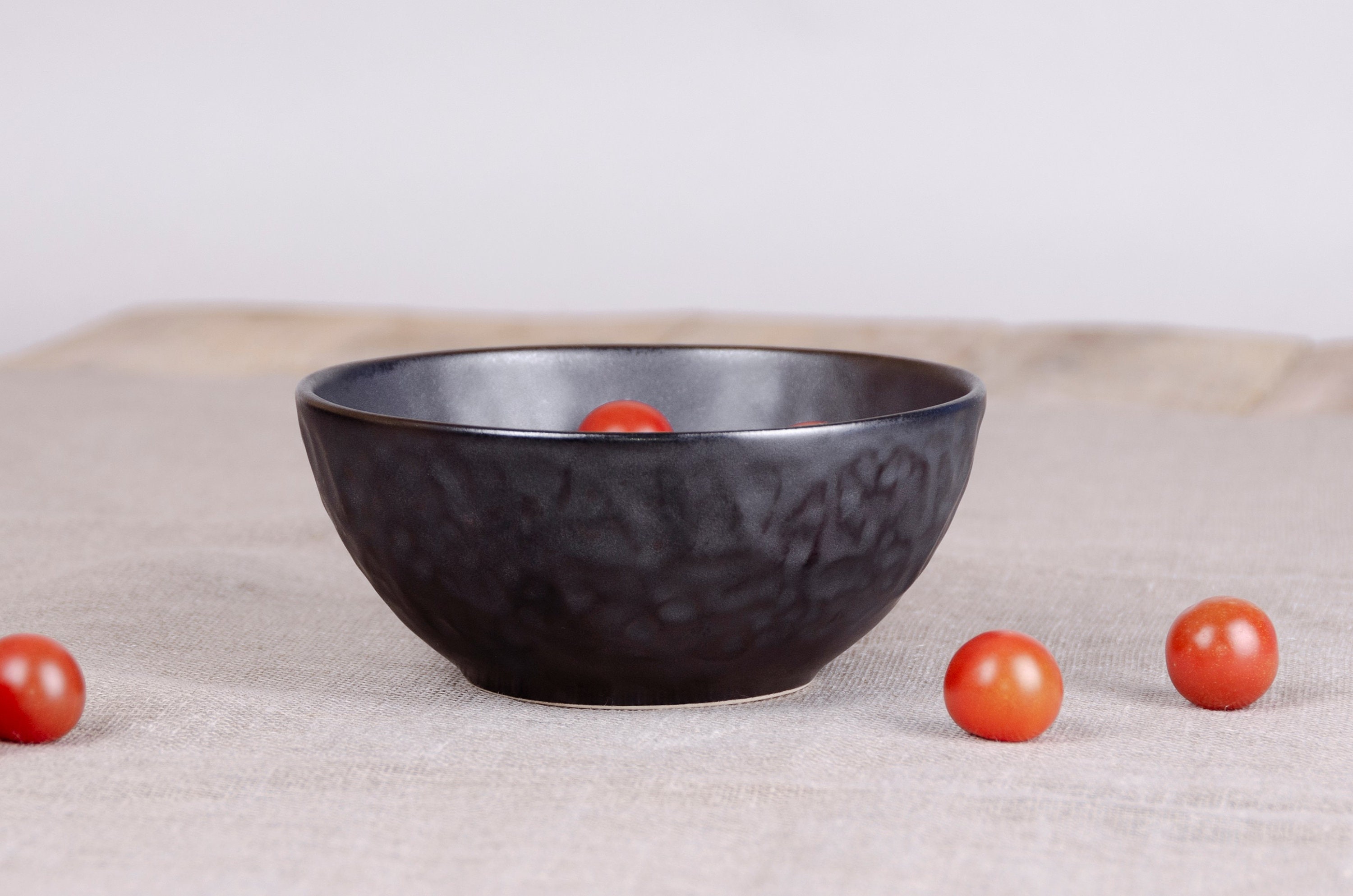 3 Piece Rustic Dinnerware Set Satin Black Dinner Plate - Etsy