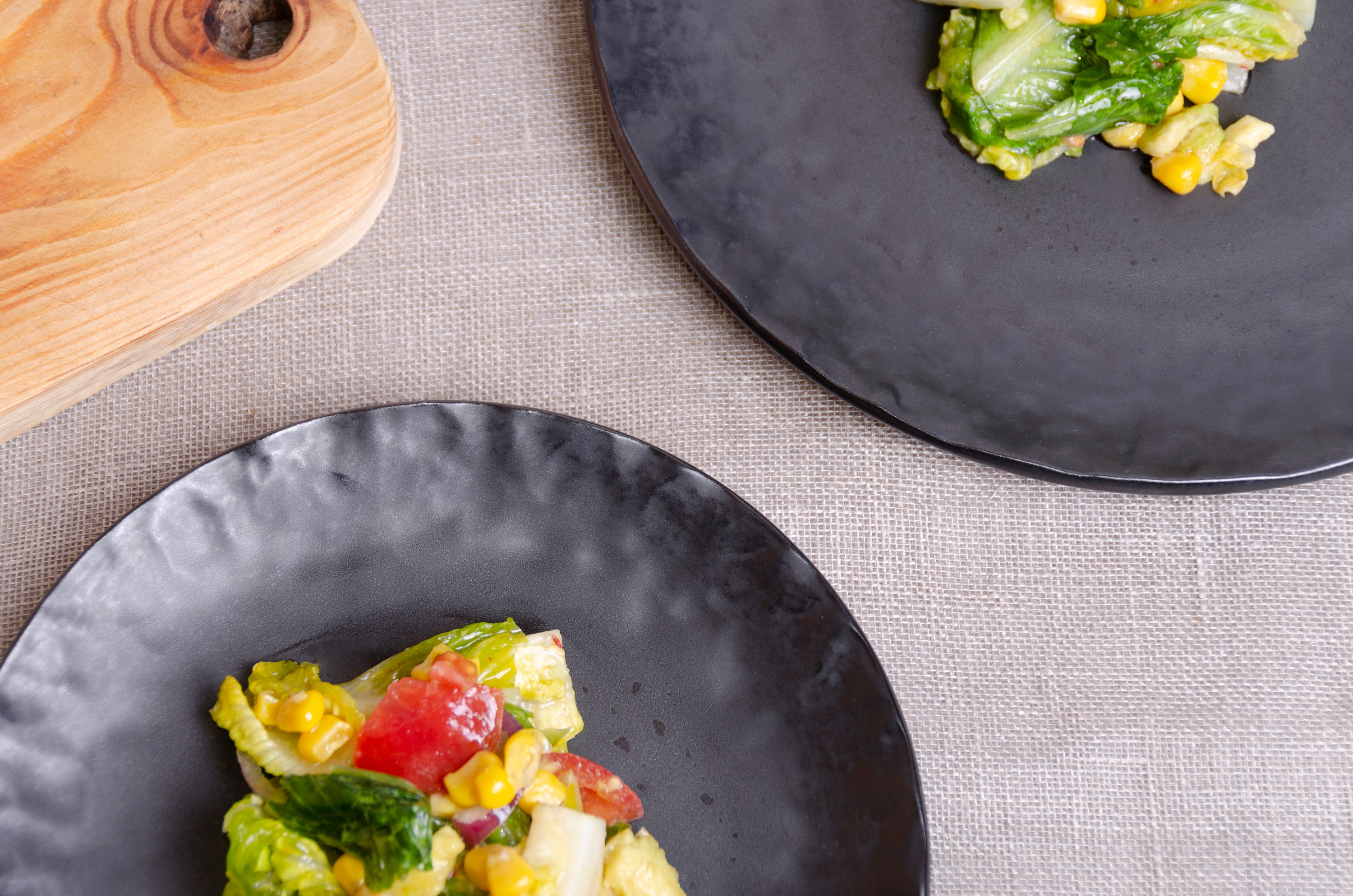 3 Piece Rustic Dinnerware Set Satin Black Dinner Plate - Etsy