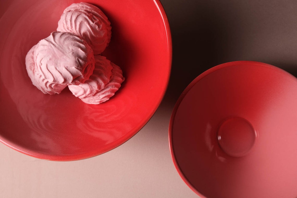 Handmade Red Ceramic Bowl: Japanese-inspired Pottery - Etsy