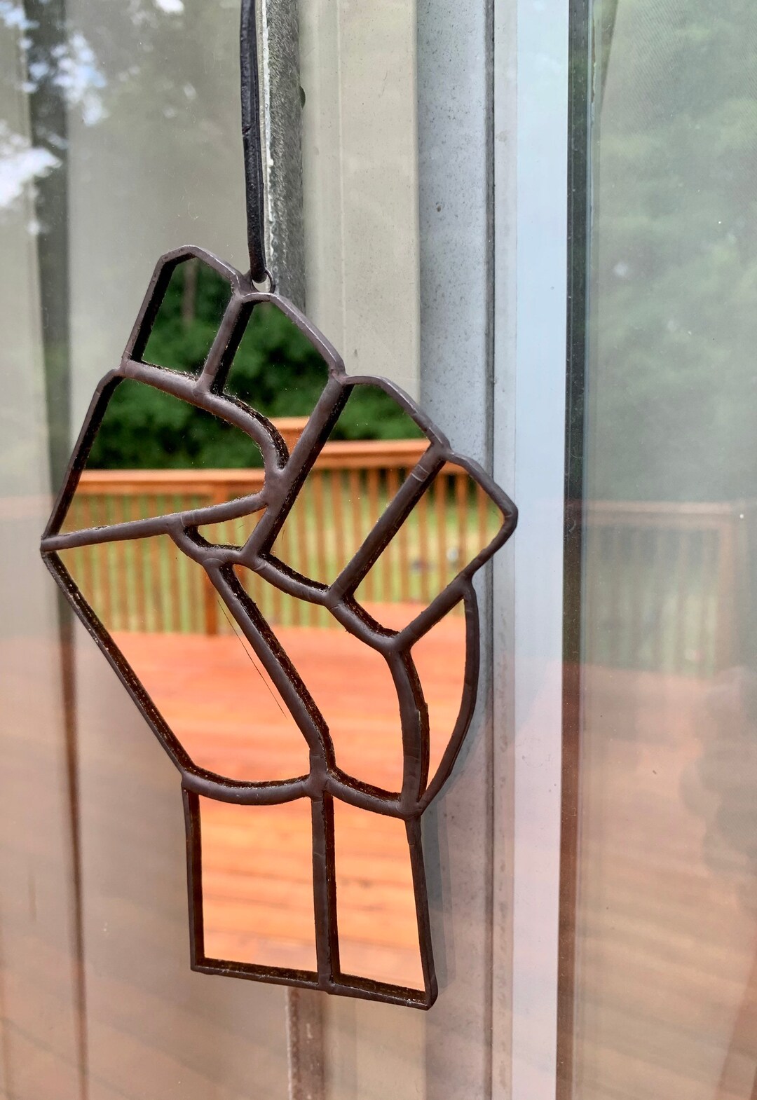 Mirror Raised Fist Stained Glass Suncatcher | Black Lives Matter | Sun ...