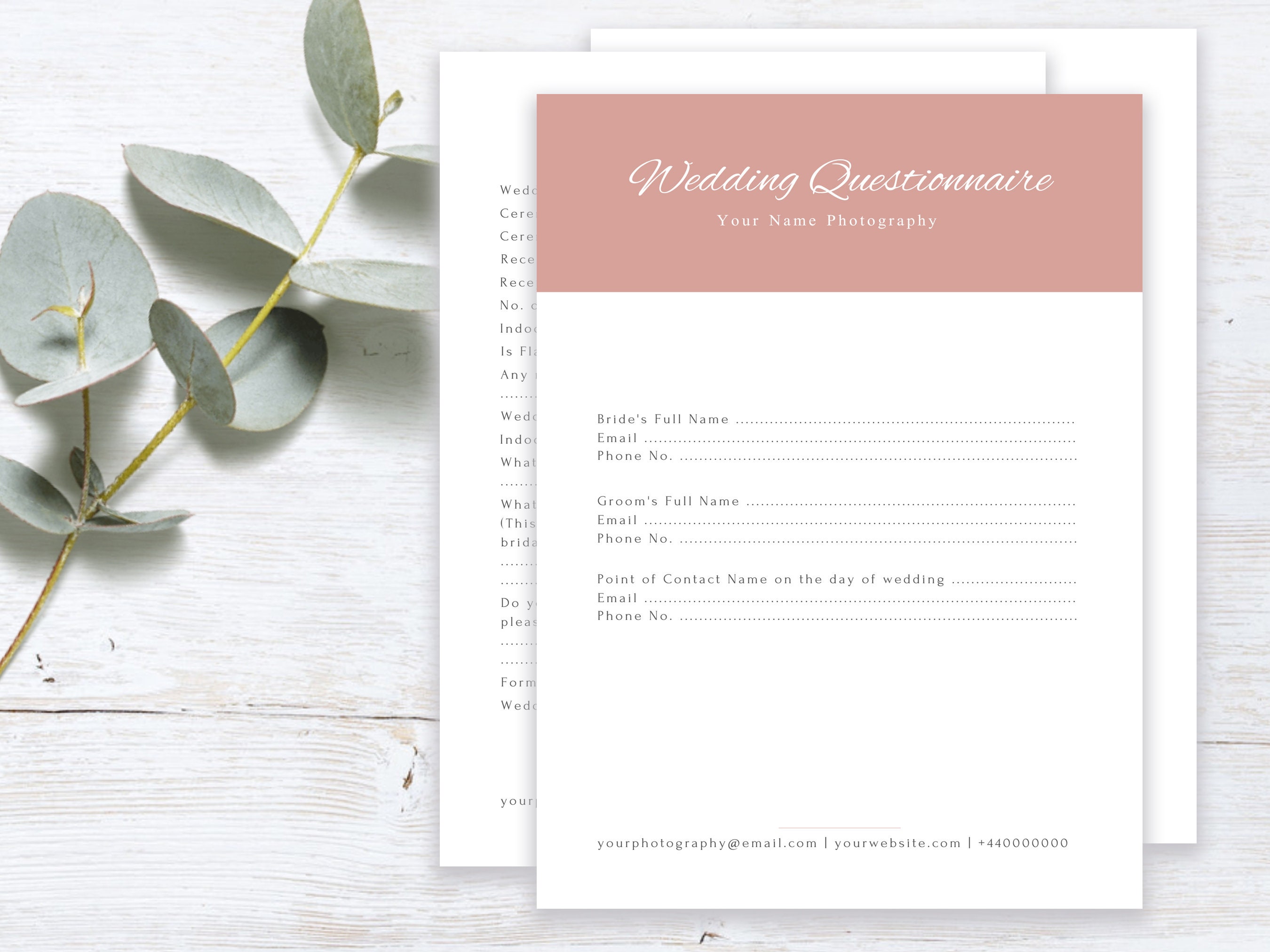 Photography Client Questionnaire,wedding Photography Questionnaire ...