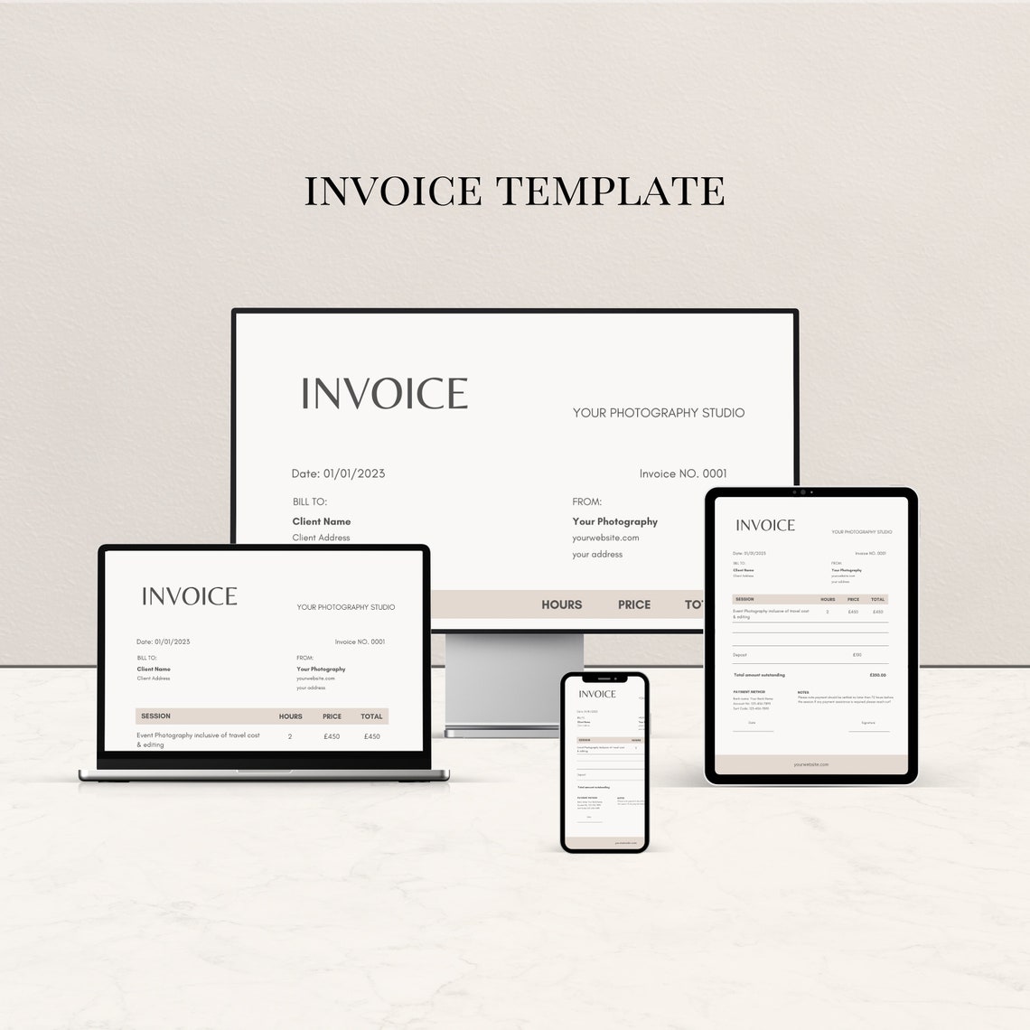 Photography Invoice Template: Editable Business Form (canva) - Etsy