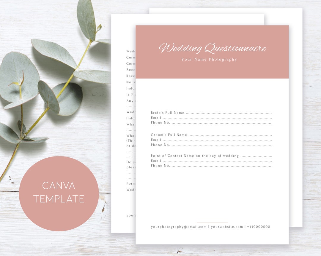 Photography Client Questionnaire,wedding Photography Questionnaire ...