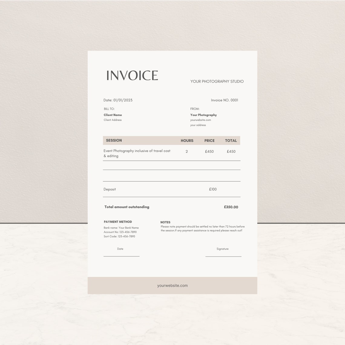 Photography Invoice Template: Editable Business Form (canva) - Etsy