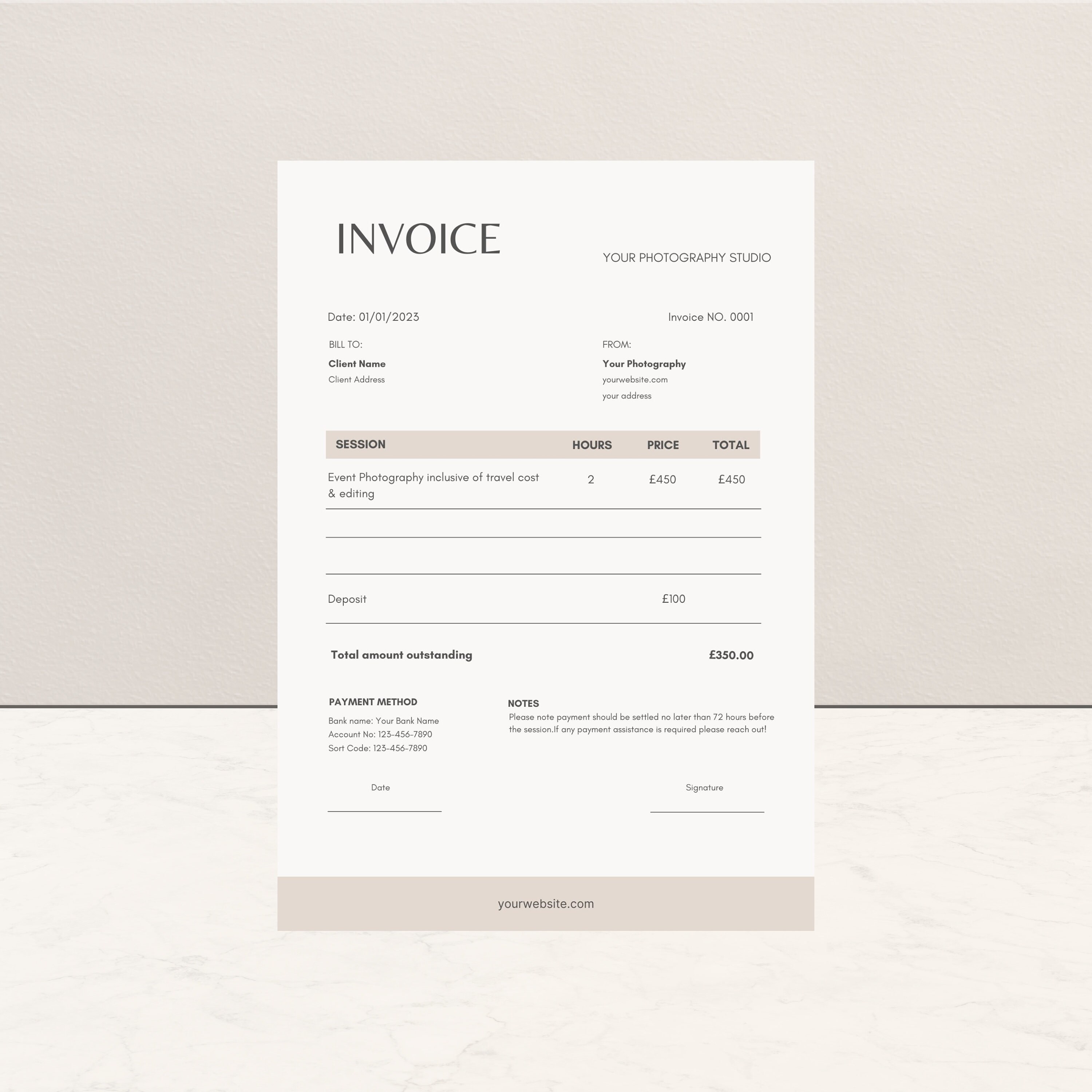 Photography Invoice Template: Editable Business Form (canva) - Etsy