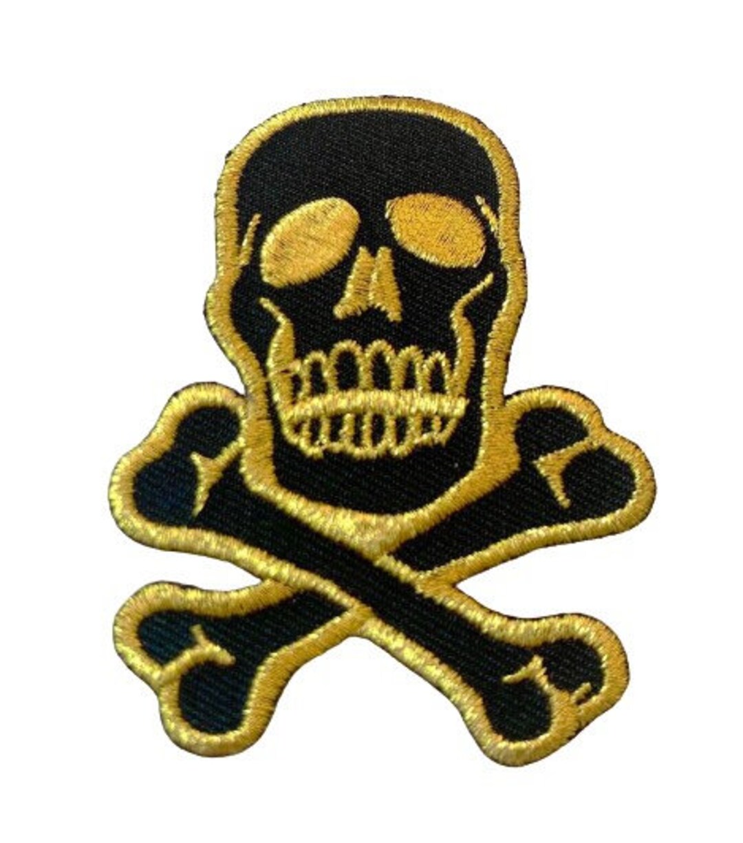 Skull and Crossbones Patch Black and Gold Punk Rock Quality - Etsy