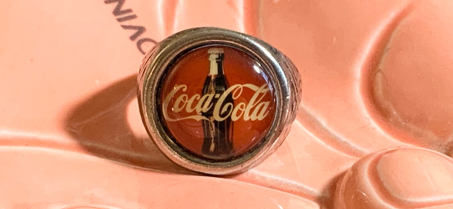 Vintage Ring Coca Cola Ring 1980s NOS adjustable silvertone | Etsy