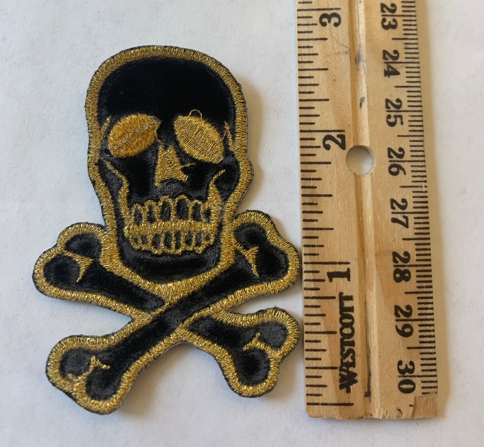 Skull and Crossbones Patch Black and Gold Punk Rock Quality | Etsy