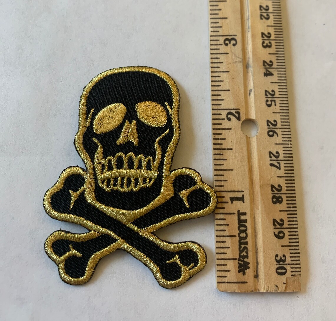 Skull and Crossbones Patch Black and Gold Punk Rock Quality | Etsy
