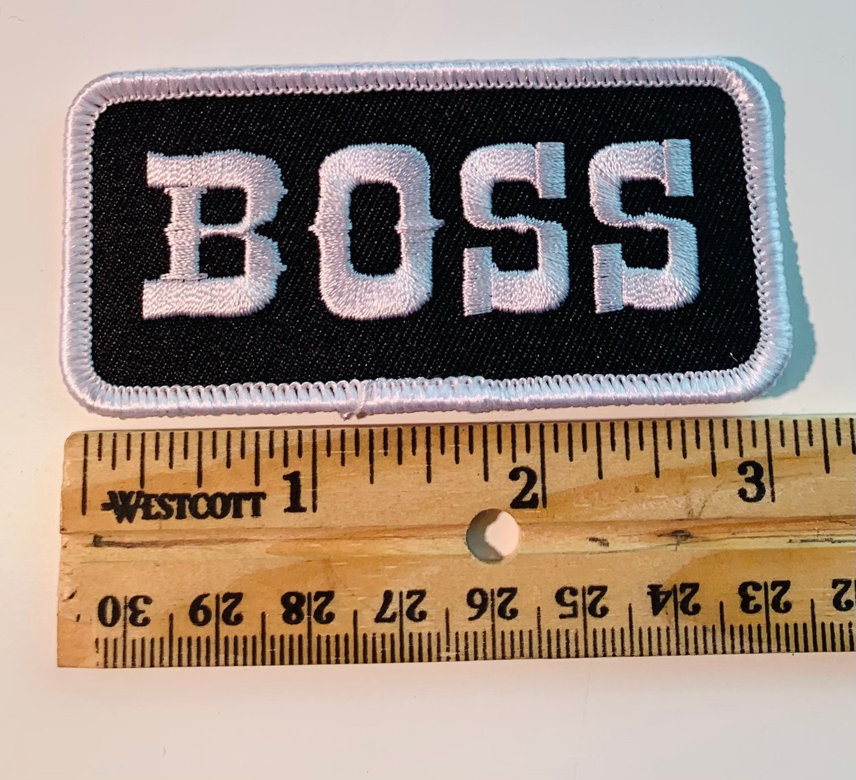 BOSS Name Tag Patch Iron On Sew On Black White Novelty Patch | Etsy