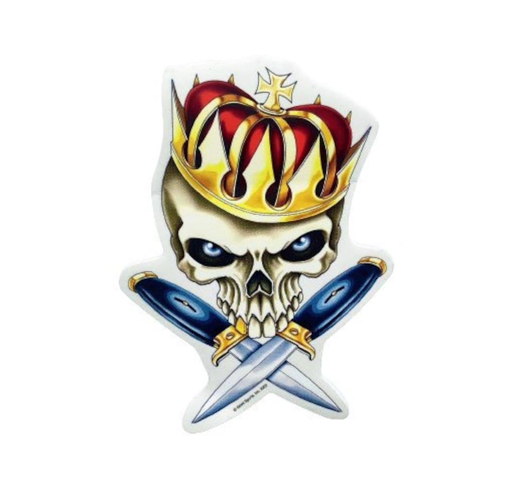 Large SKULL Vintage DECAL Sticker Crown Crossed Swords - Etsy