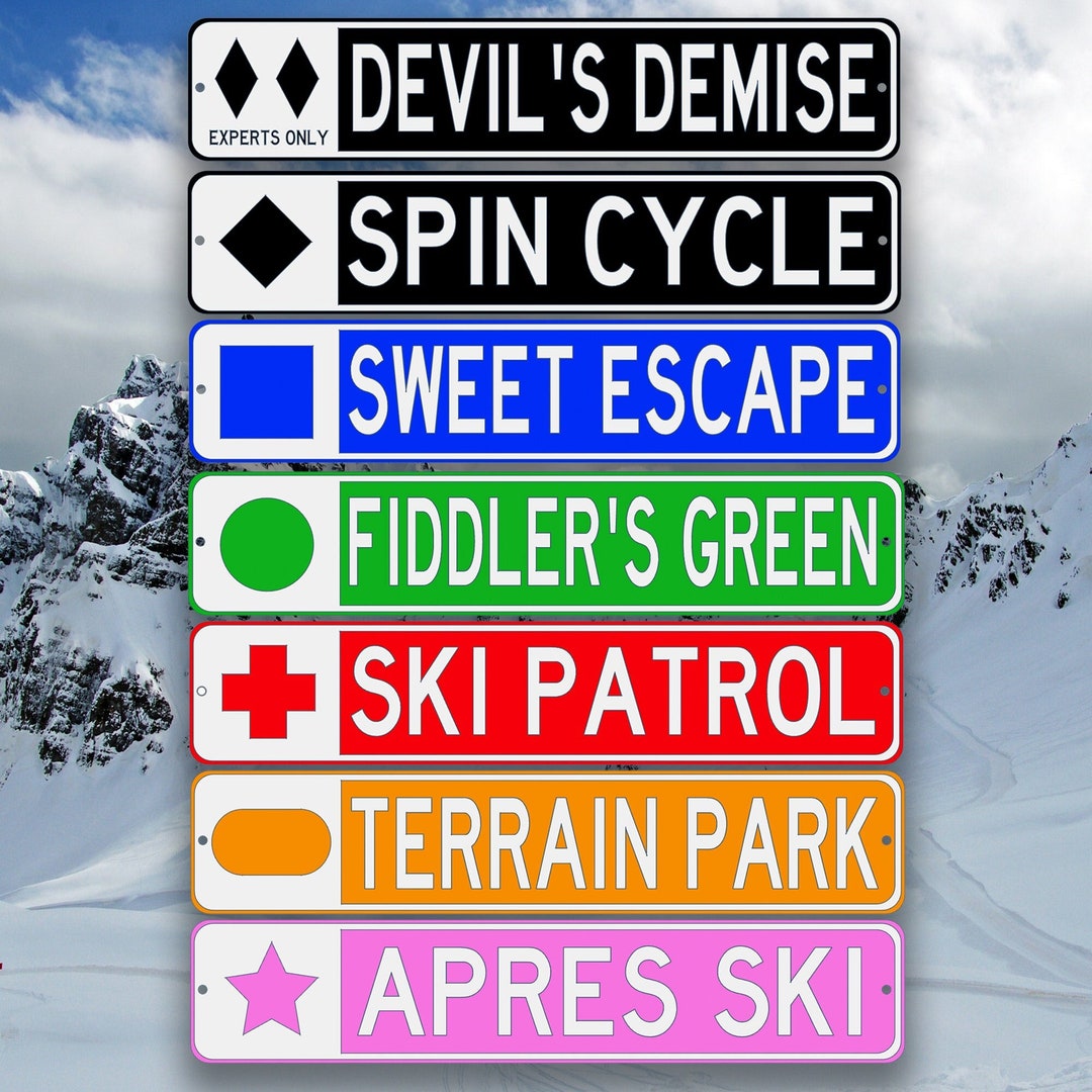 Custom Replica Ski Run Signs - Any Colour, Embossed Text - Etsy