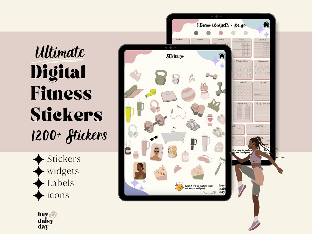 Digital Fitness Stickers | 1200+ Goodnotes Stickers | Fitness Digital ...