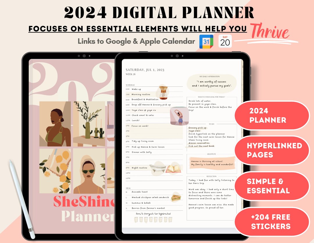2024 Digital Planner, Simple Digital Planner, Digital Planner Ipad ...