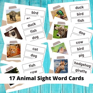 Printable Animal Sight Words Cards for Kids, Build Vocabulary, Work on ...