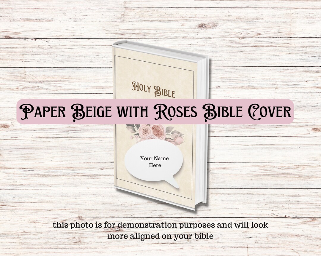 Personalized Bible Cover With Name, Beige With Roses Bible Cover, Award ...
