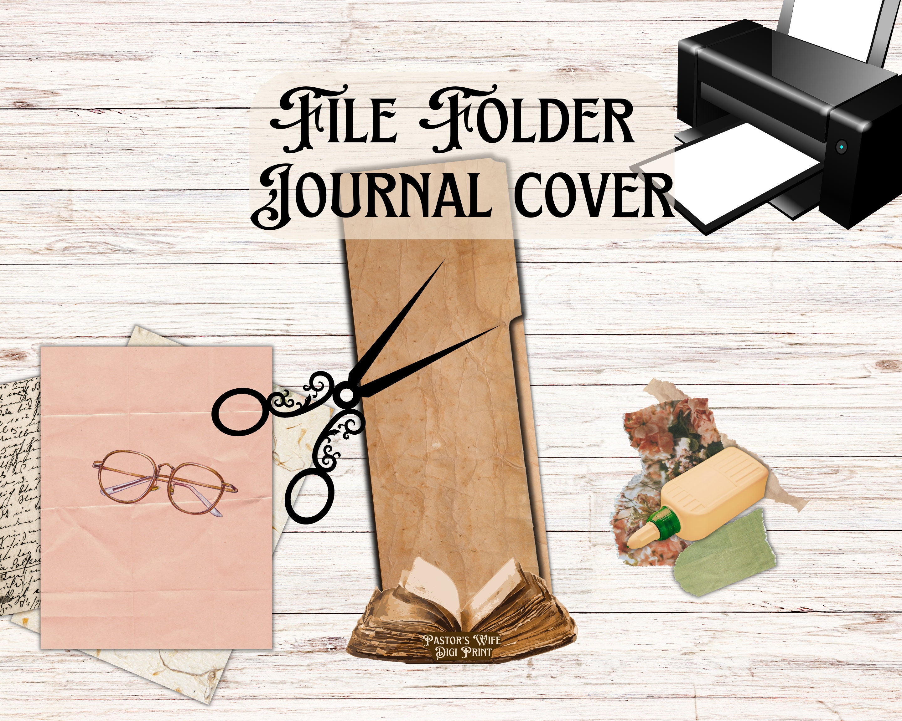 Antique File Folder Journal Cover, File Folder Cover, Journal Cover ...