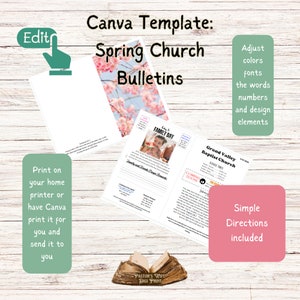 Canva Template, Fully Editable, Church Bulletins, Digital Spring ...