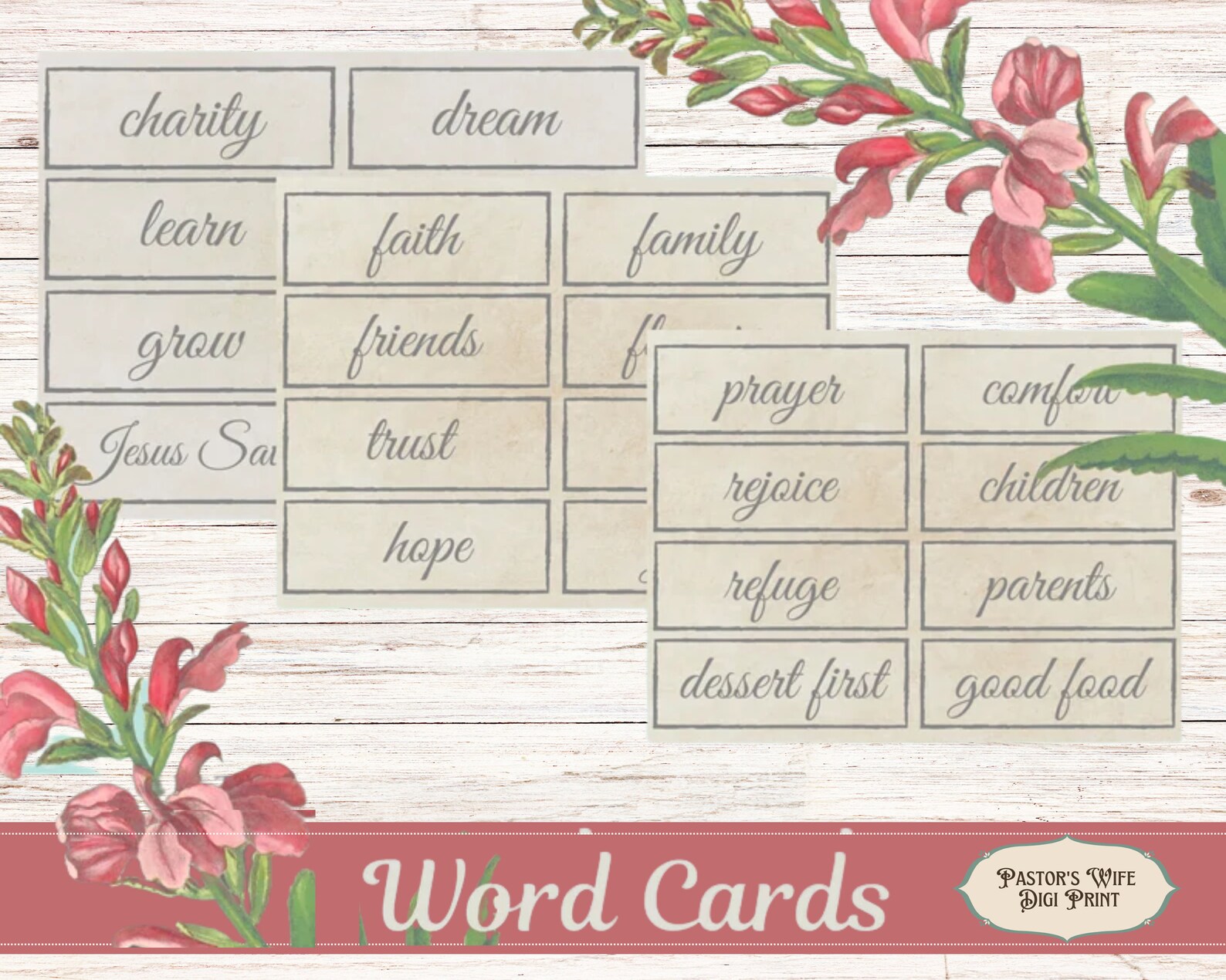 Digital Word Cards - Etsy