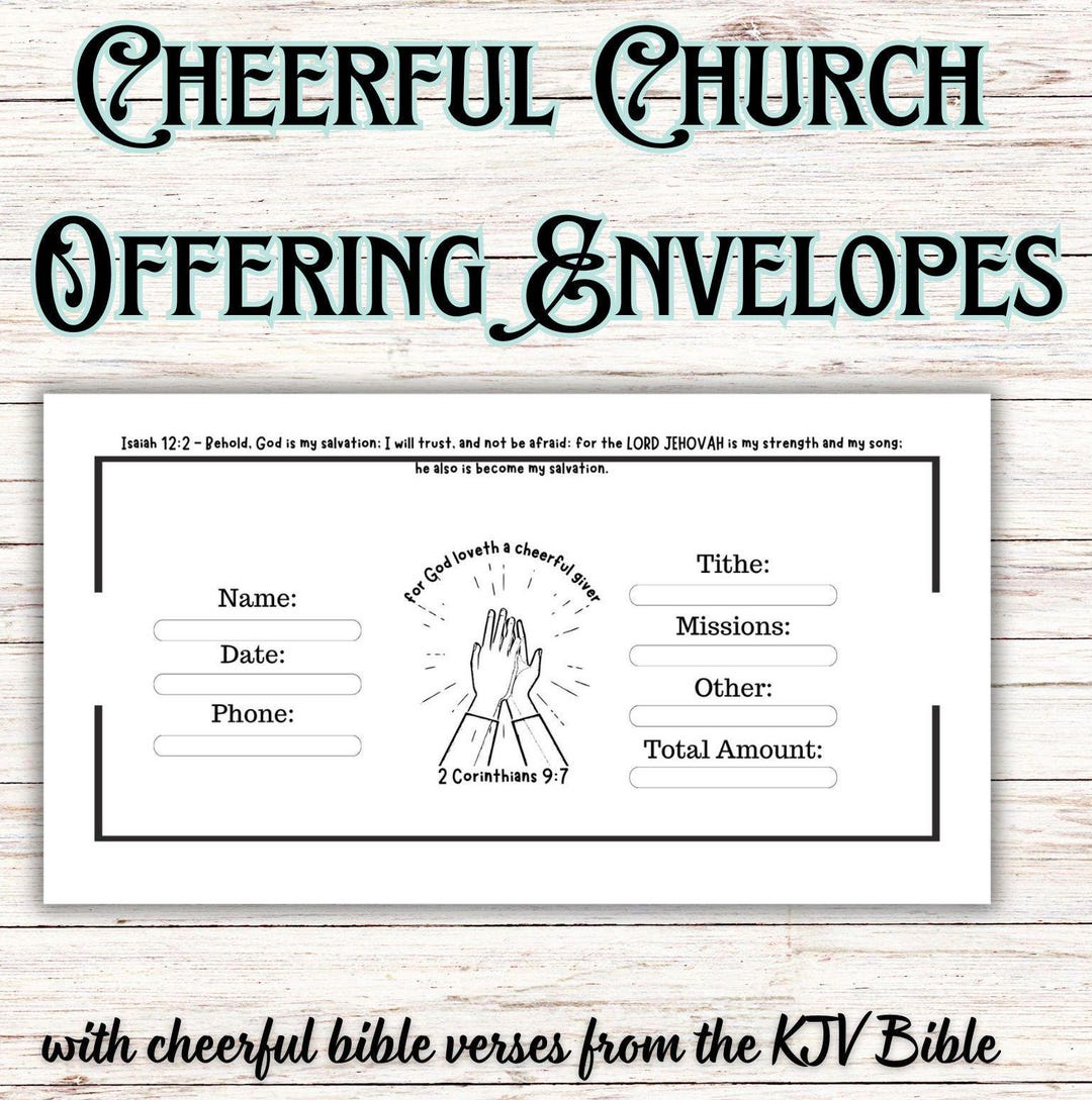 Cheerful Church Offering Envelopes: KJV Bible Verses (digital Download ...