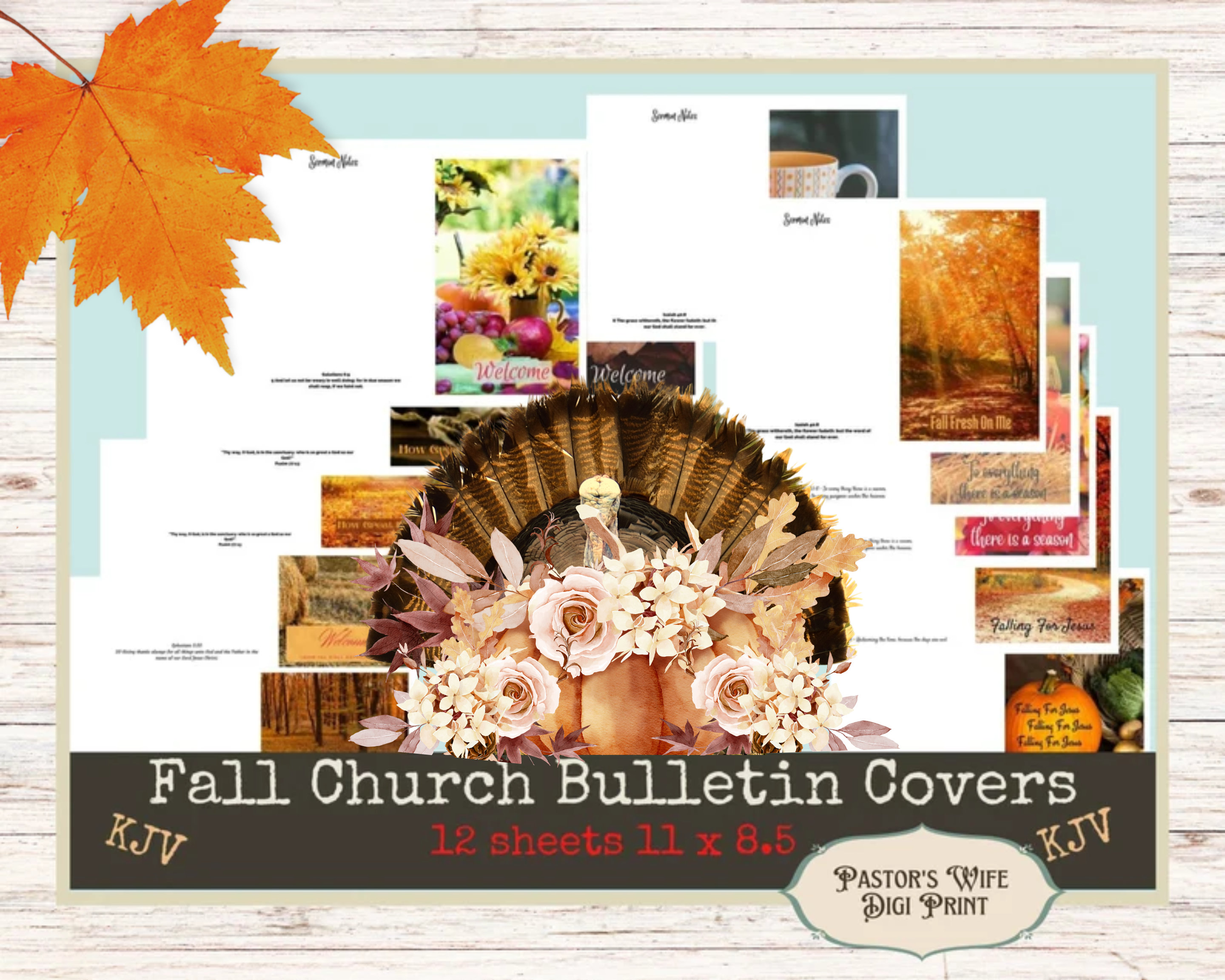 Fall Church Bulletin Covers Digital Instant Download Harvest ...