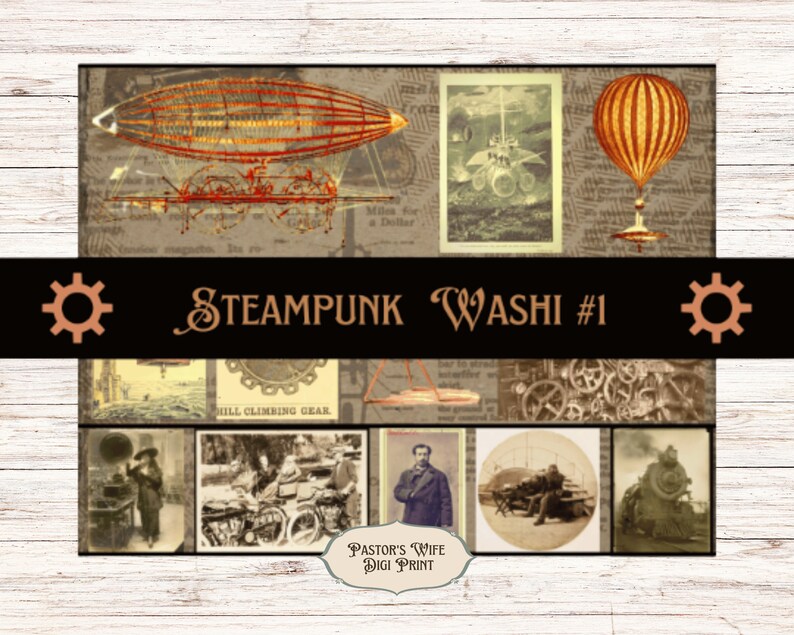 Vintage Steampunk Washi Strips: Journal Embellishments (instant ...