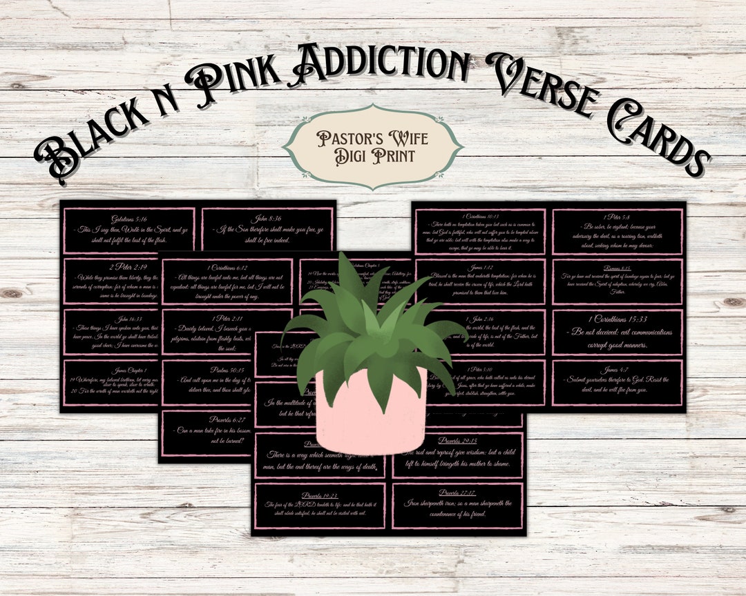 Addiction Verse Cards: Black & Pink KJV Scripture (digital Download) - Etsy