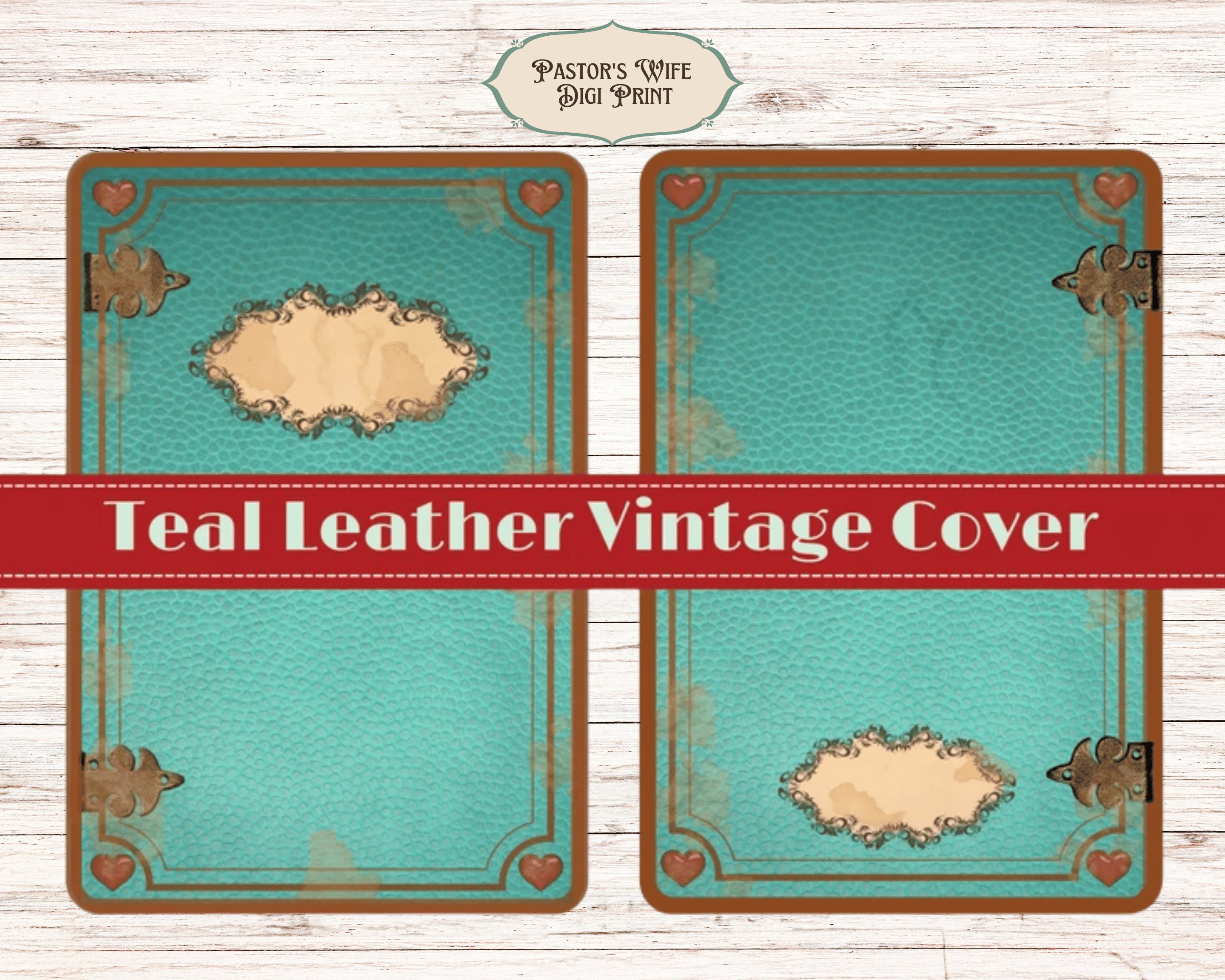 Vintage Book Cover, Teal Color, Vintage Journal Cover, Printable Book ...