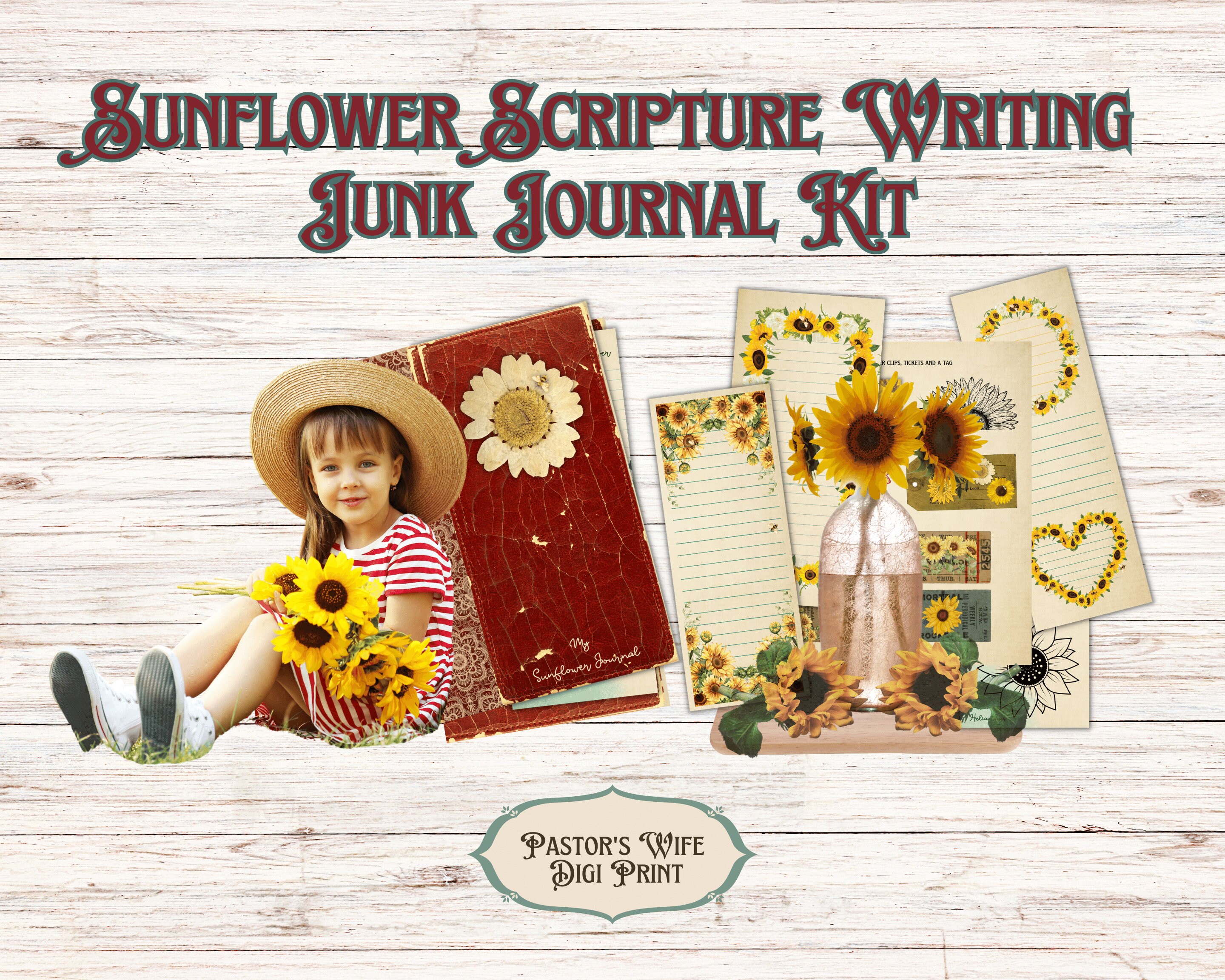 Sunflower Scripture Writing Journal Download, Sunflower Junk Journal ...