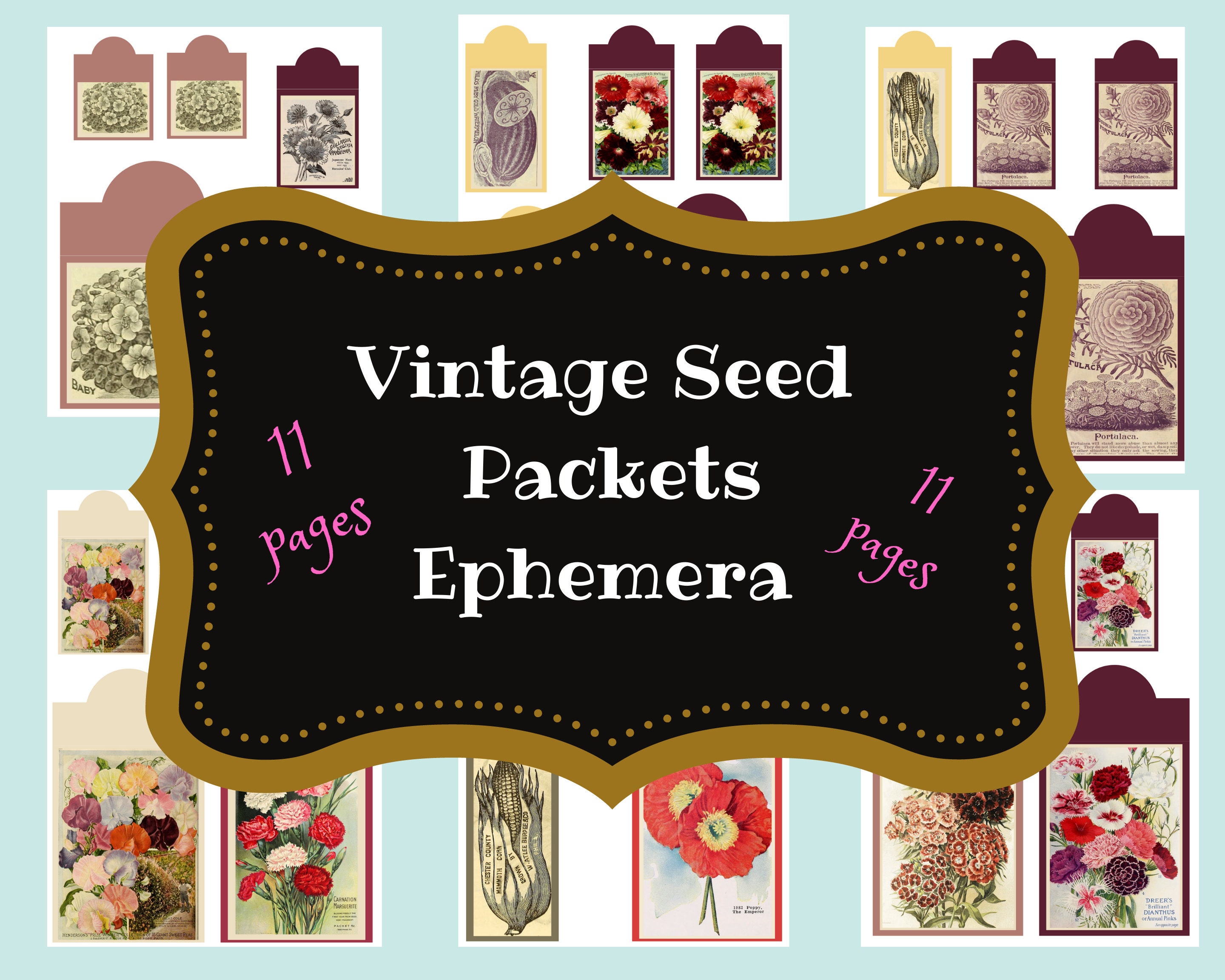 Vintage Seed Packets Digital Printable Instant Download | Etsy