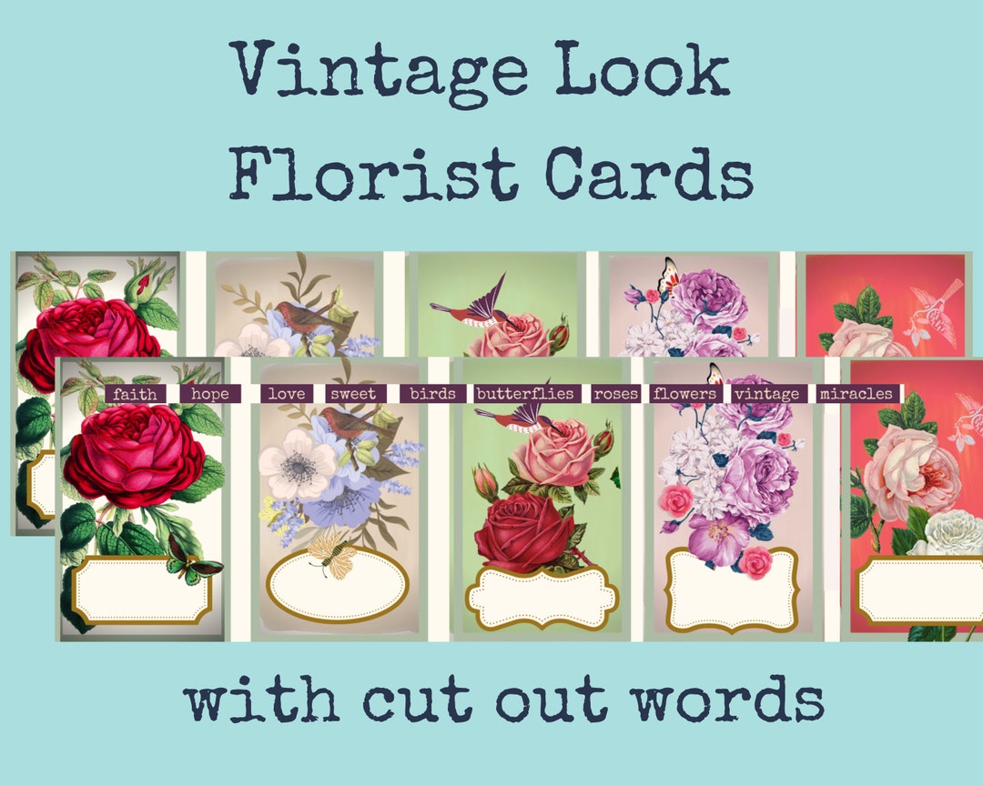 Florist Cards Digital Vintage Style Florist Ephemera Cards - Etsy