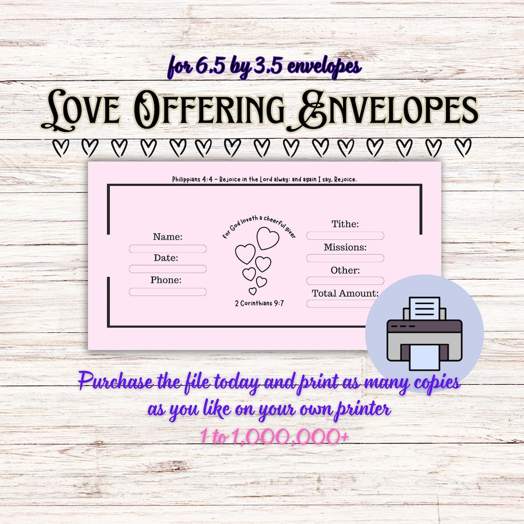 Love Offering Envelopes, Offering Envelopes, Church Envelopes, Digital ...