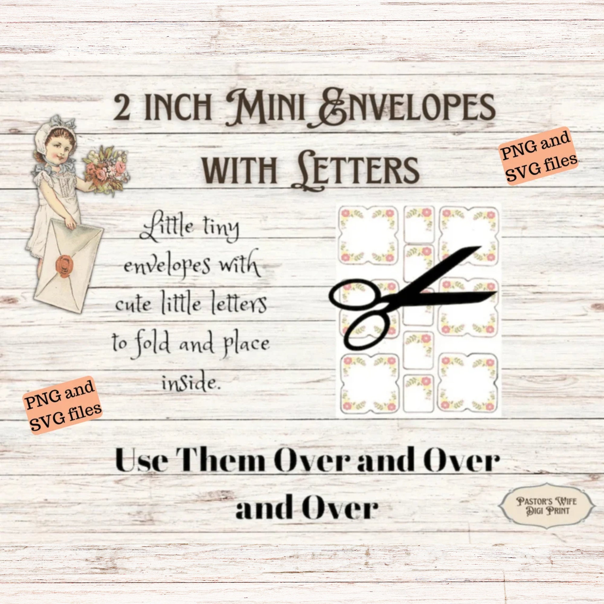 2 Inch, Mini Envelope, Mini Letter, Mini Envelope Template, Digital ...