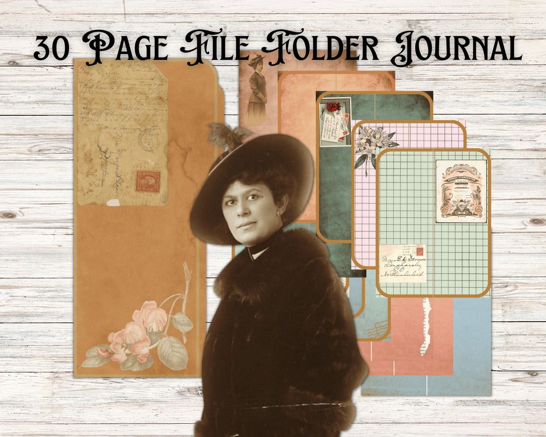 Antique File Folder, Journal Kit, Journal Pages, Journal Cover, Digital ...