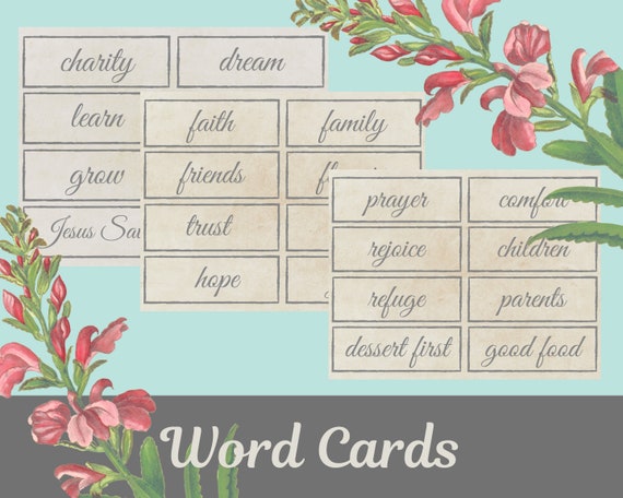 Digital Word Cards - Etsy