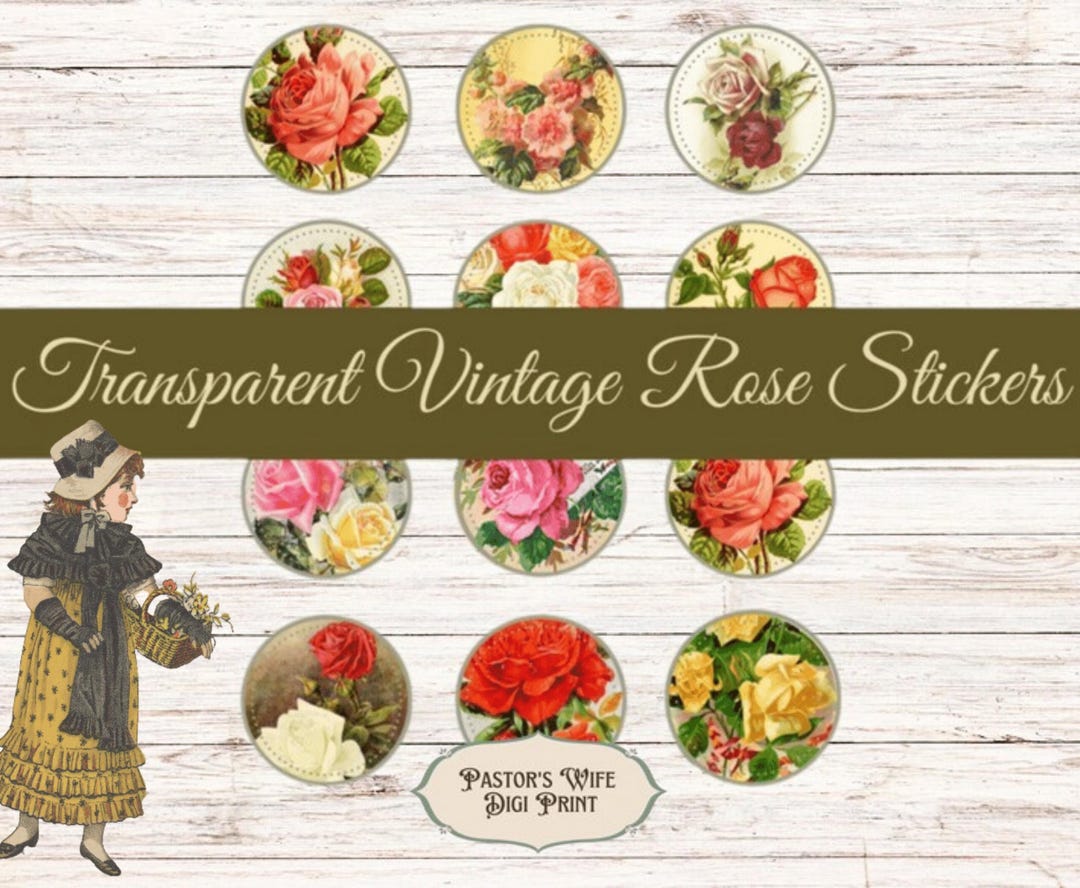 Stickers, Invisible Stickers, Seals, Vintage Roses, Circle Stickers ...