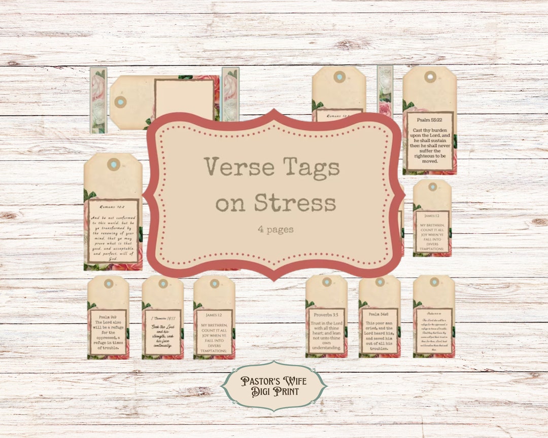 Verse Tags Bible Verses Vintage Rose Rose Tags Stress - Etsy