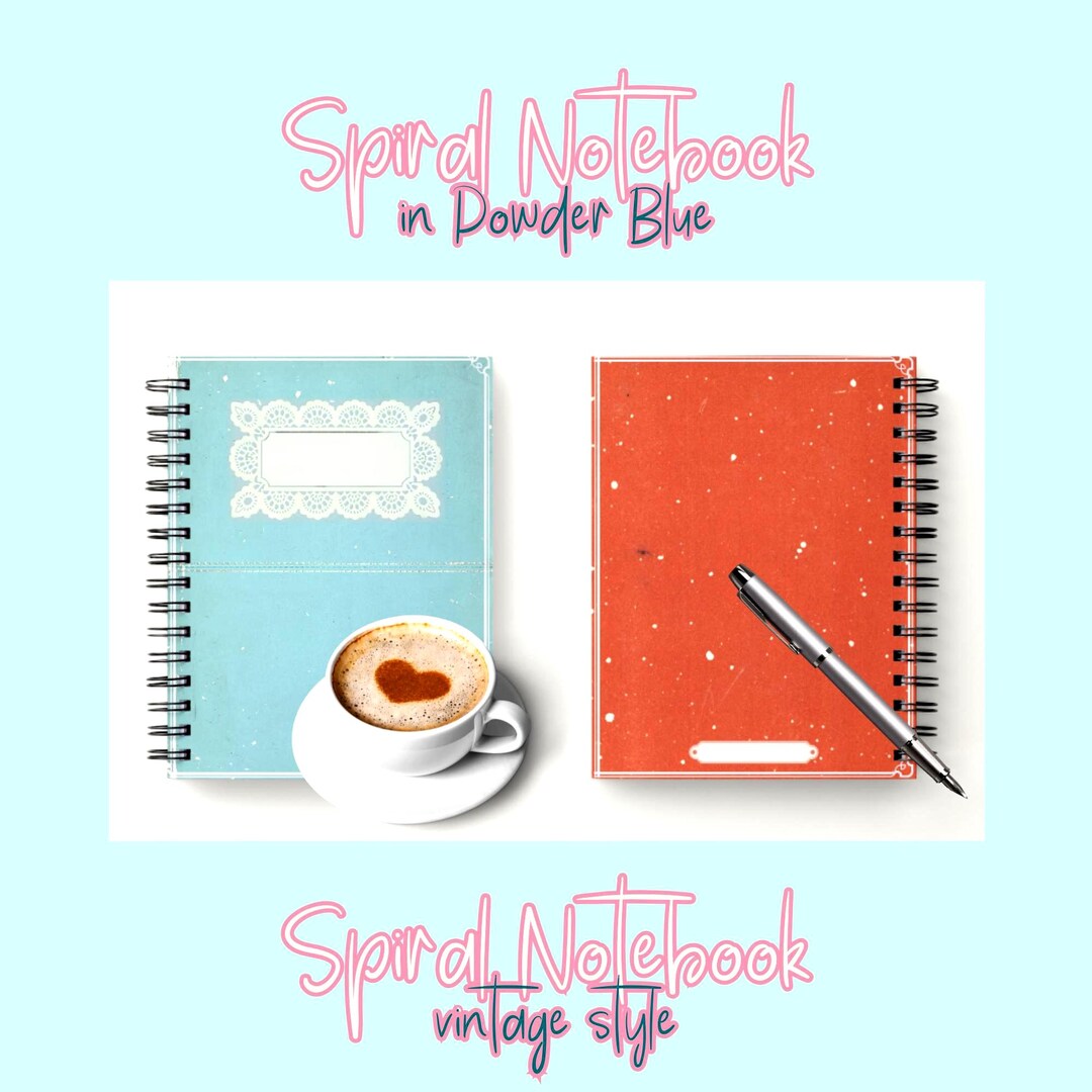Blue Vintage Spiral Notebook Printable: Labeled Journal (PDF Pattern ...