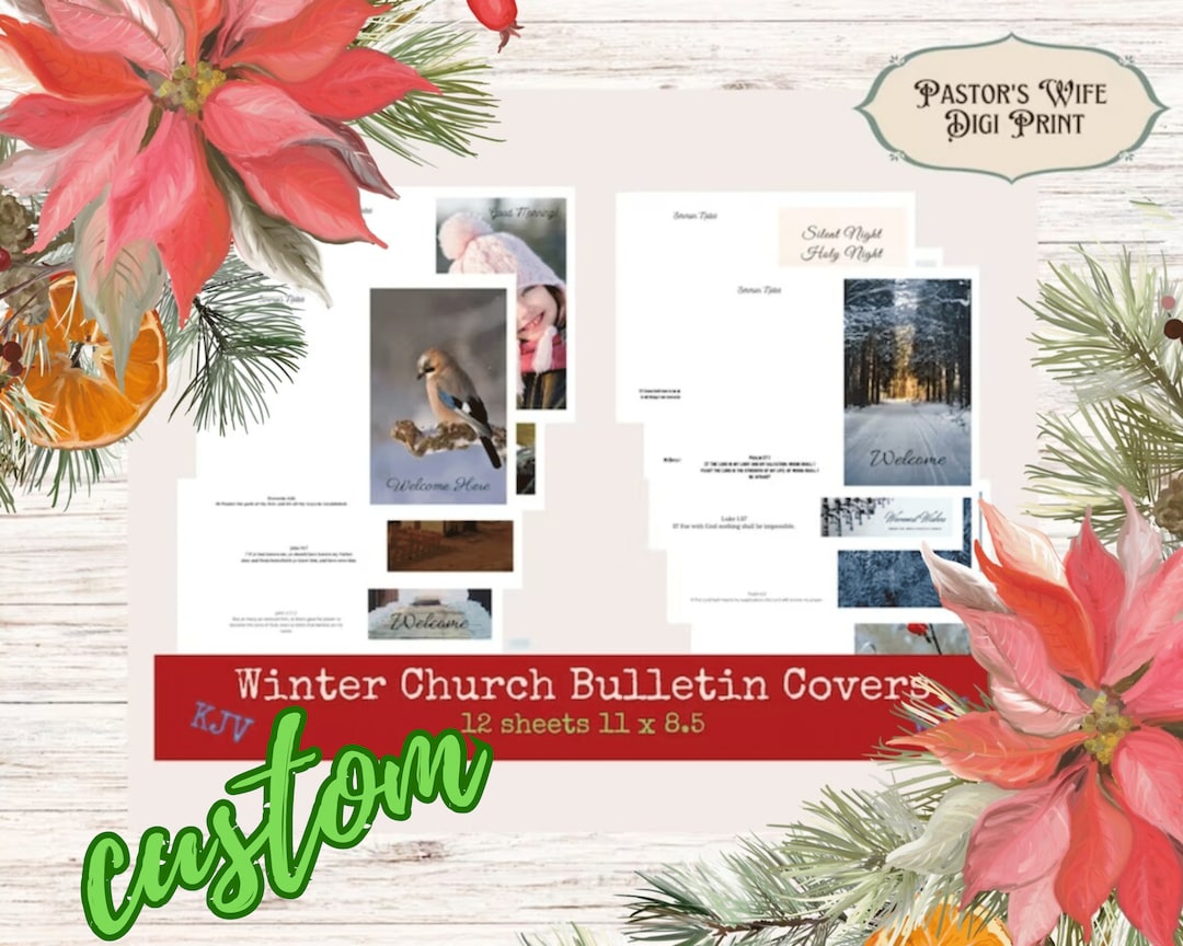 Custom Winter Church Bulletin Template and Covers, Digital Instant ...