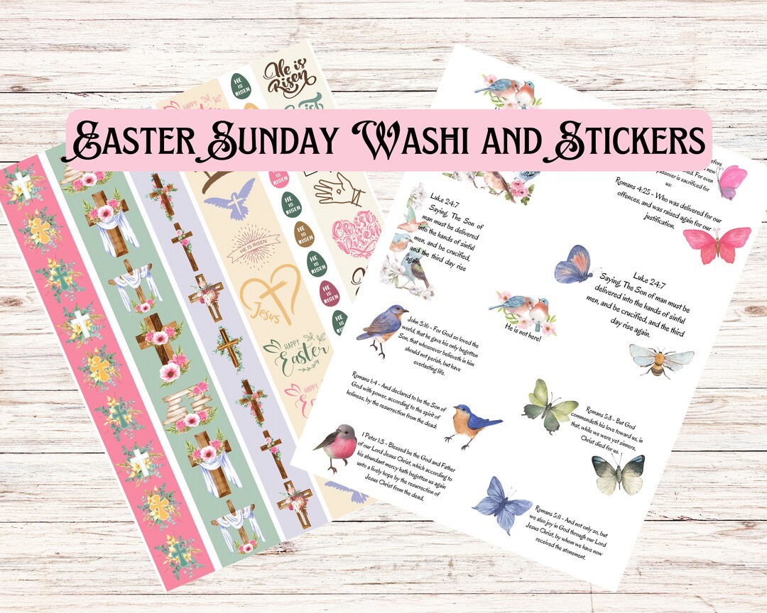 Church Easter Stickers, Easter Sunday Washi, Easter Sunday Stickers ...