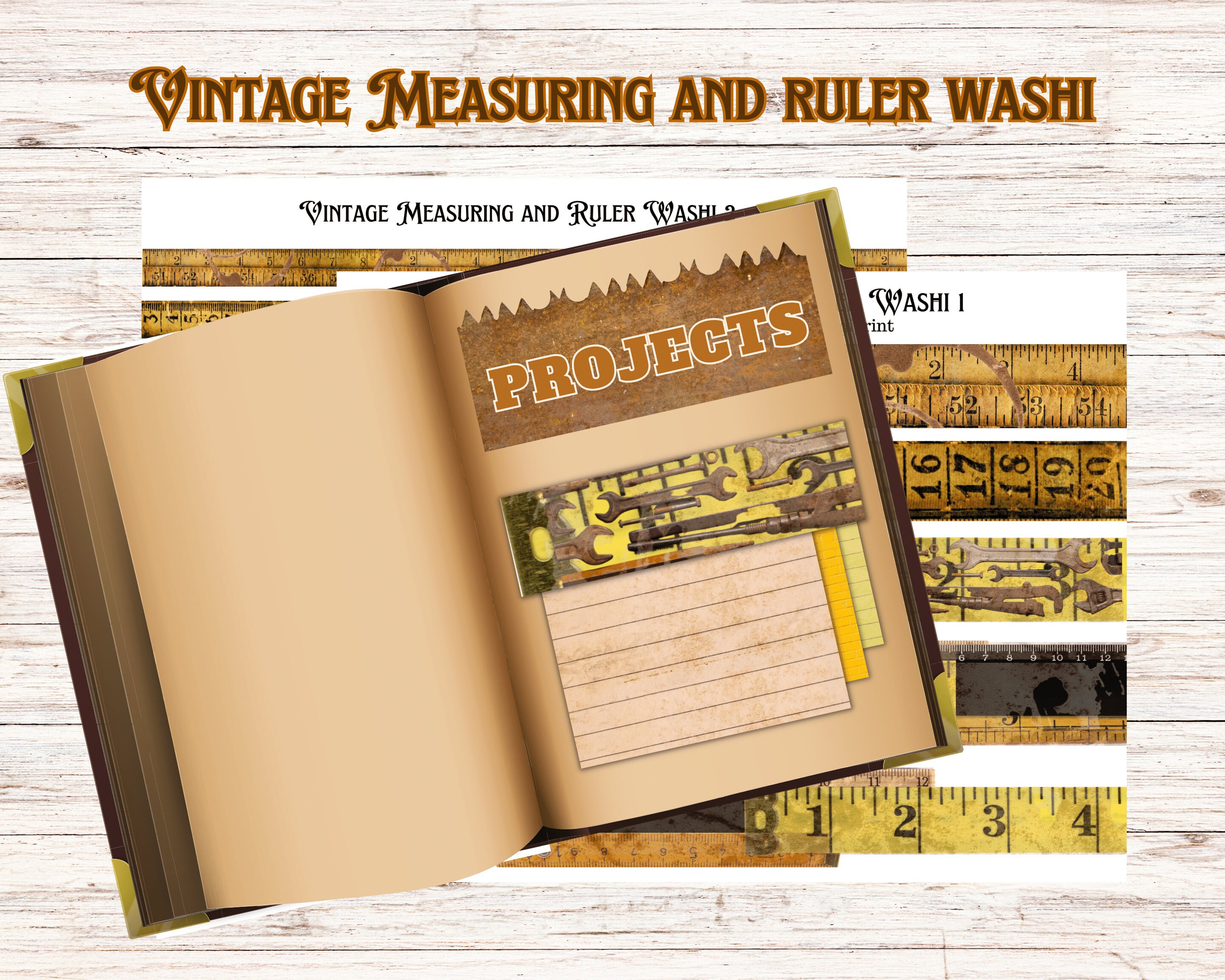 Vintage Washi, Vintage Measuring and Ruler Washi, Digital Ruler Washi ...