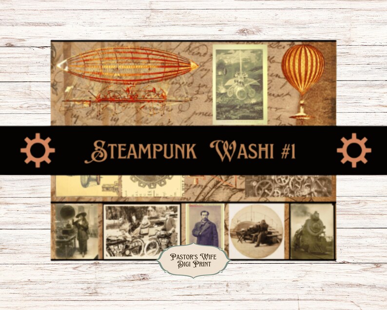 Vintage Steampunk Washi Strips: Journal Embellishments (instant ...