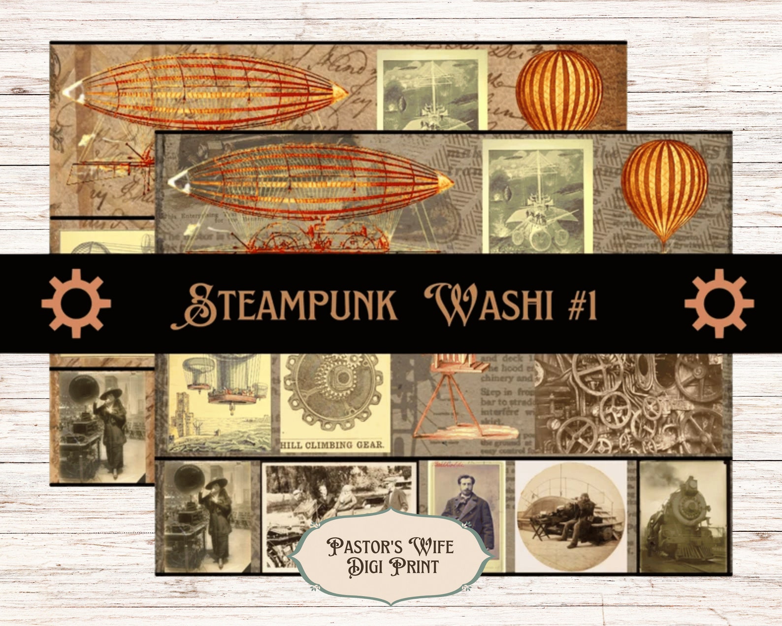 Vintage Steampunk Washi Strips: Journal Embellishments (instant ...