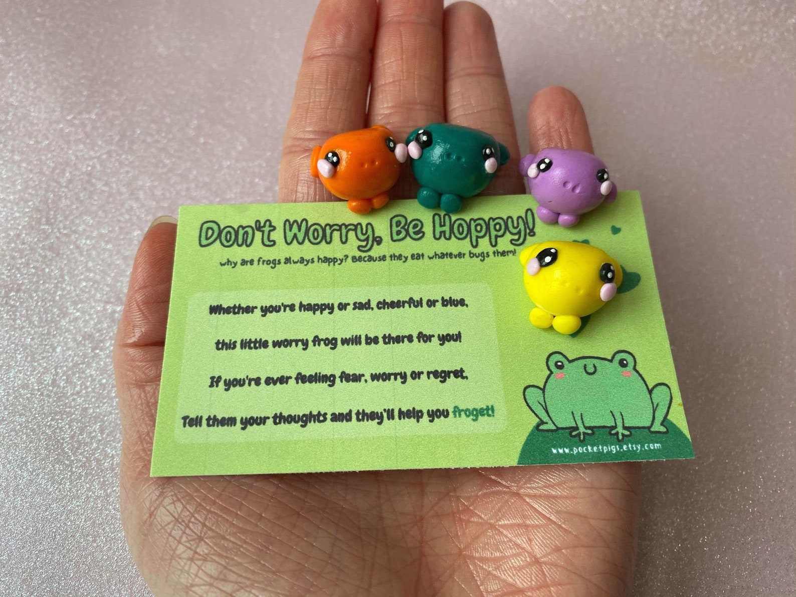 POSITIVE FROGS frog worry pet positivity gift send a hug | Etsy