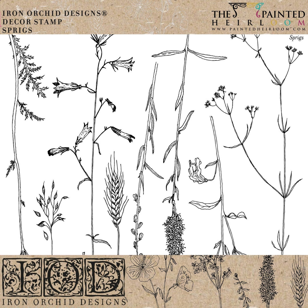 Sprigs Decor Stamp by Iron Orchid Designs - Etsy