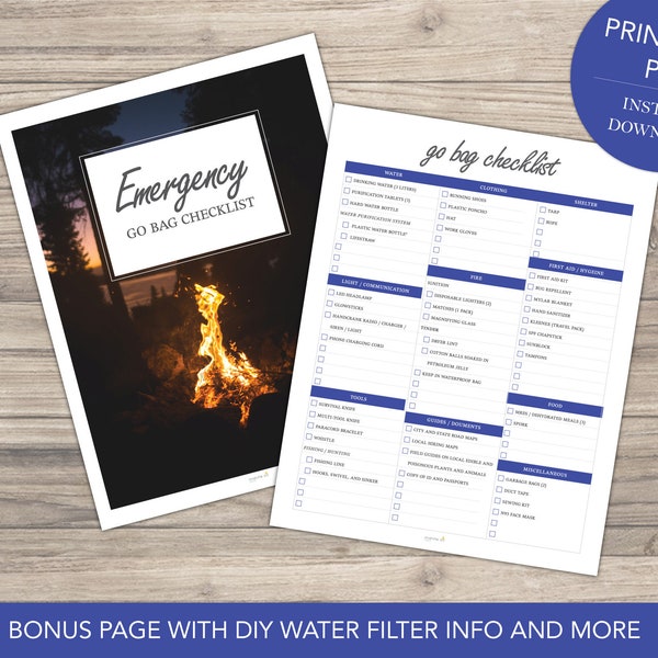 Emergency Go Bag Checklist - Etsy Emergency Go Bag Checklist - Etsy